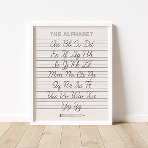 Cursive Alphabet ABC Neutral Poster Print, Calming Corner Montessori ...