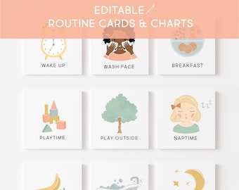 Editable Chore Cards & Chart Toddler Daily Rhythm Visual | Etsy