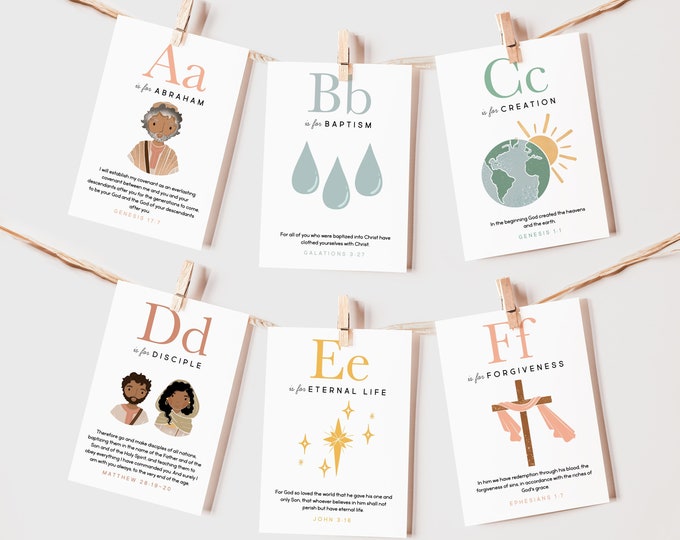 Scripture Alphabet Flash Cards|bible Learning for Kids|memory Verse ...
