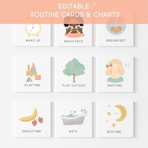 Editable Daily Routine Cards & Chart Toddler Daily Rhythm | Etsy Canada