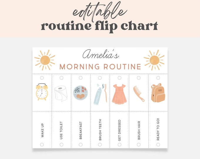 Morning and Evening Routine Chart, Editable Reward Chart, Toddler Chart ...