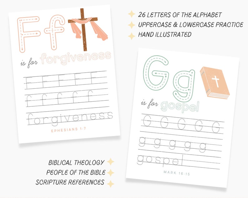 ABC Scripture Tracing Cards, Bible Verse Handwriting Practice (digital ...
