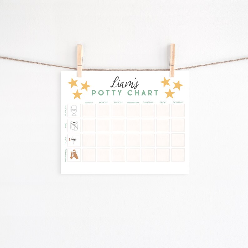 Editable Potty Training Chart, Reward Sticker Chart (digital Download ...