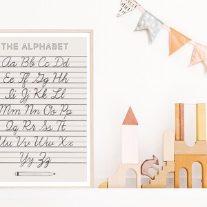 Cursive Alphabet ABC Neutral Poster Print, Calming Corner Montessori ...