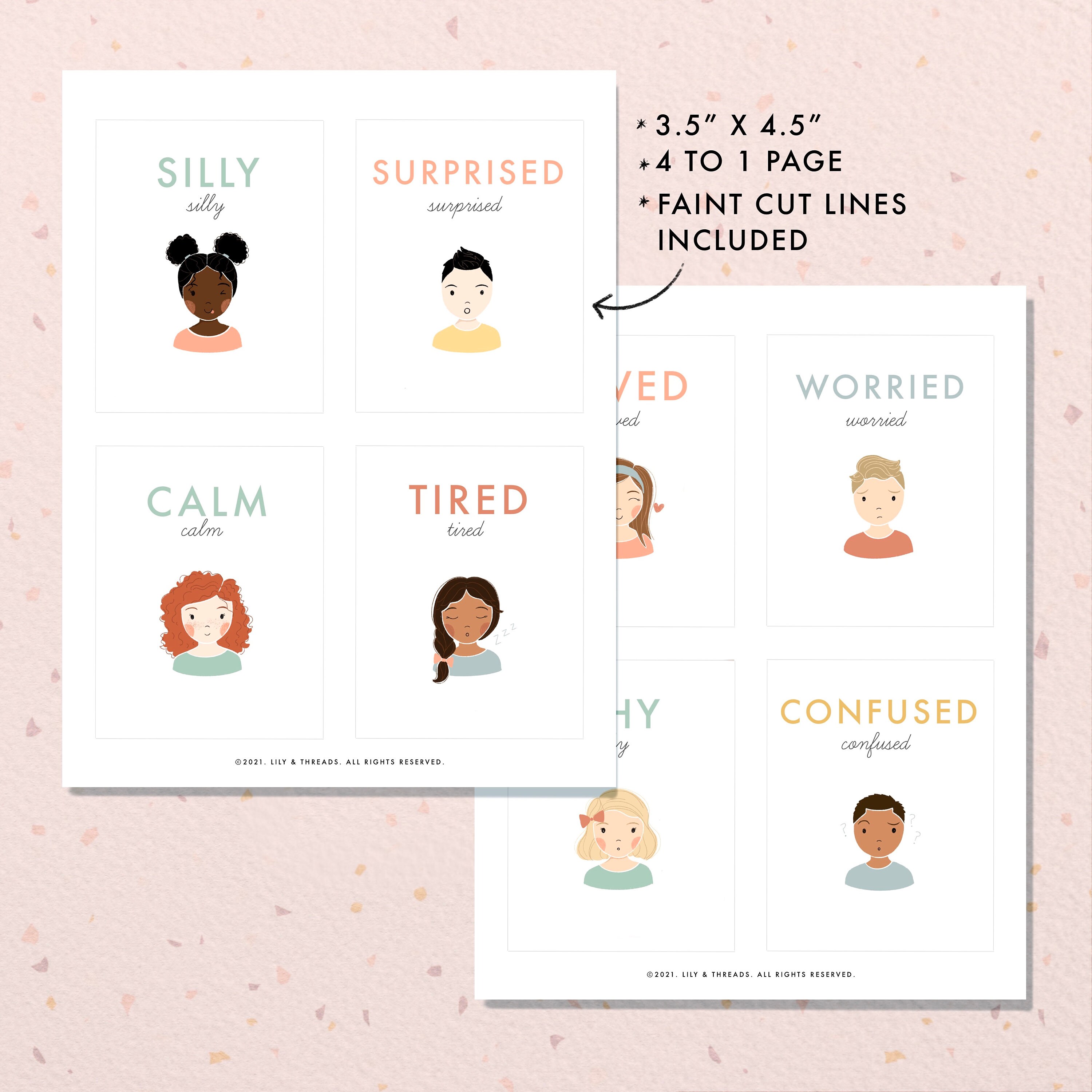 20 Feelings & Emotions Flash Cards Simple Calming Corner - Etsy Australia