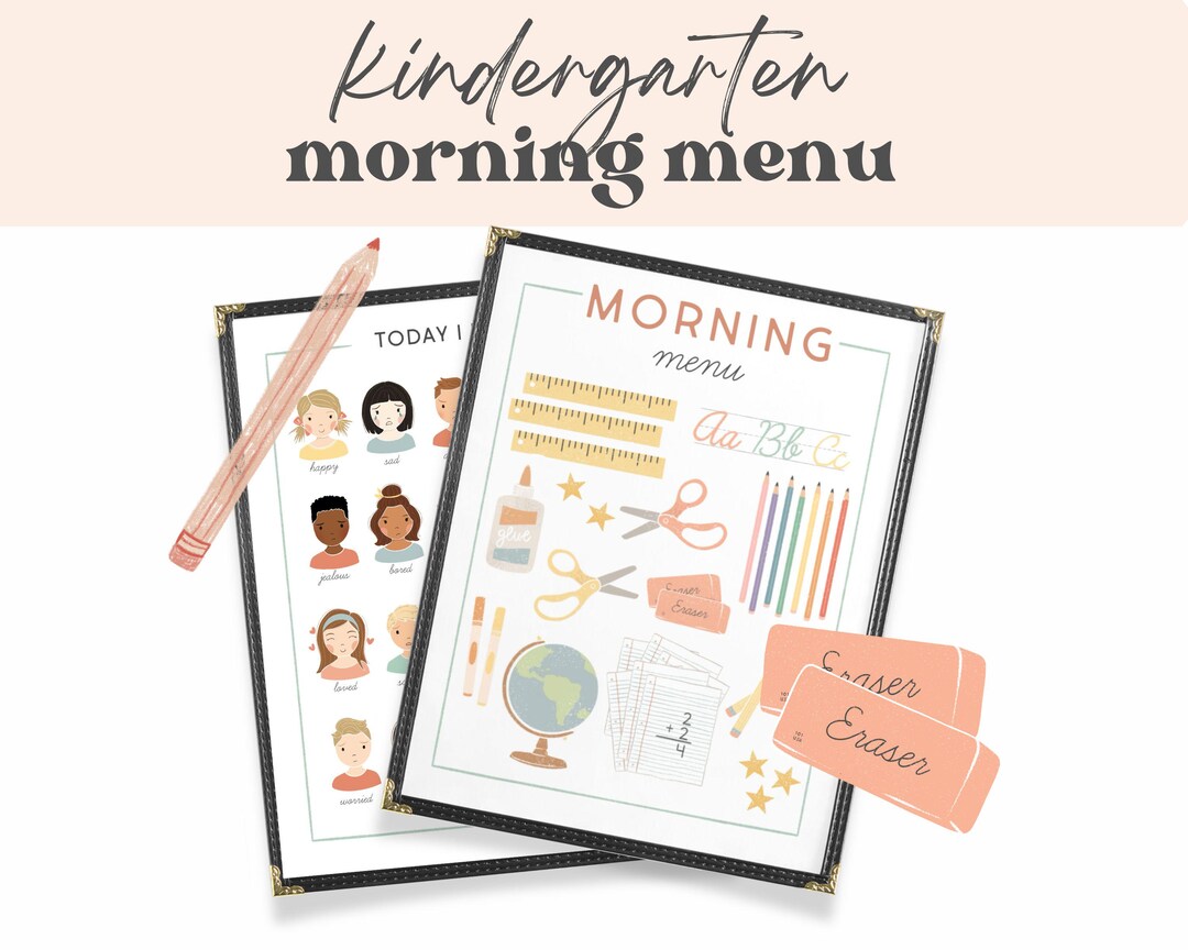 Kindergarten Morning Menu, Homeschool Morning Basket Activity (digital ...