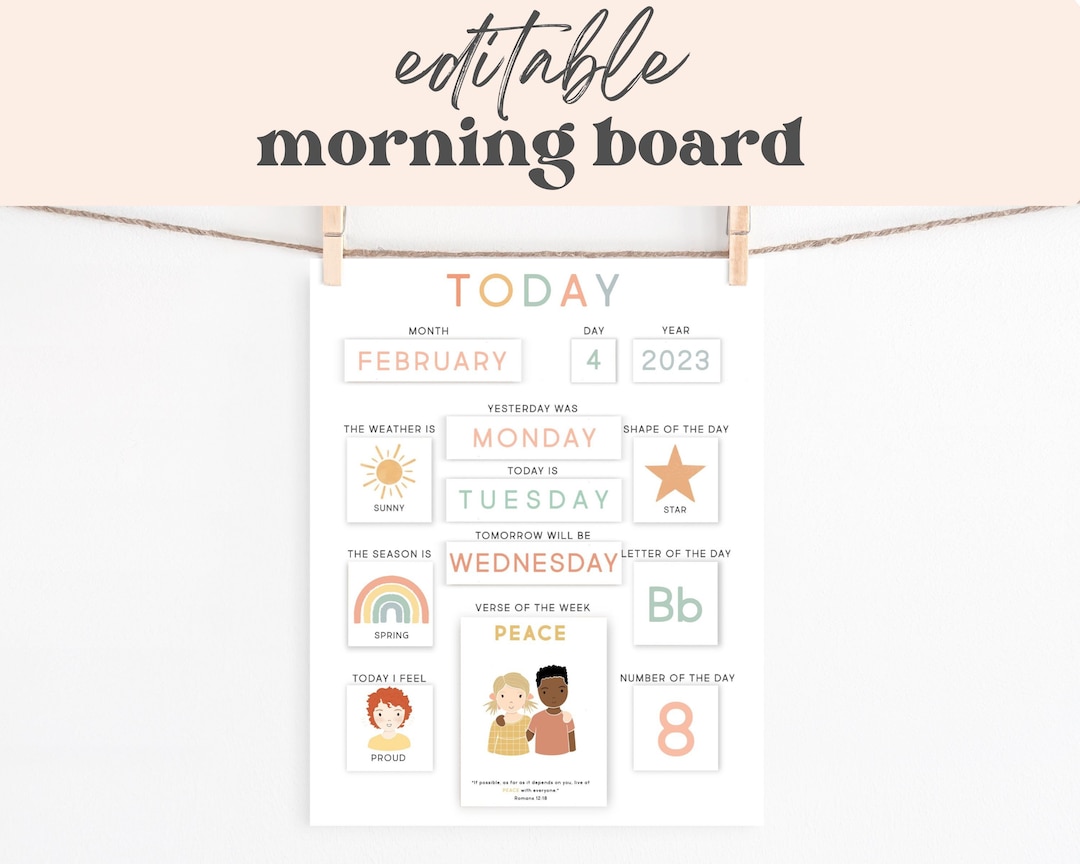 Editable Morning Board & Cards, Homeschool Daily Rhythm Chart (digital ...