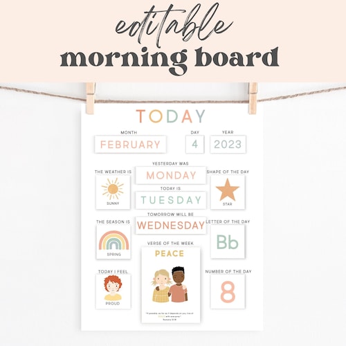 Childrens Calendar Weather Chart Morning Board - Etsy