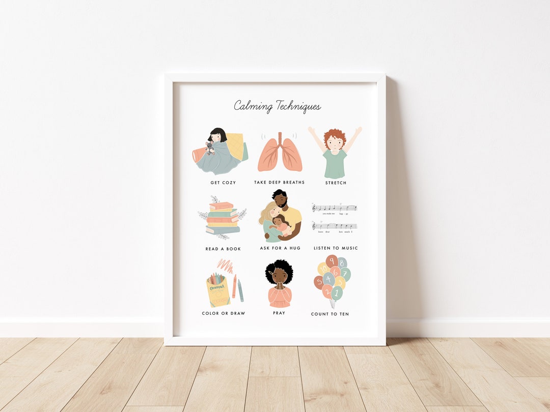 Calming Techniques Chart Illustration Poster| Calming Corner ...