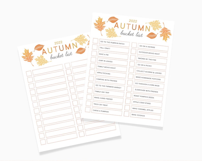 Editable Fall Autumn Bucket List Printable Fall Activities - Etsy
