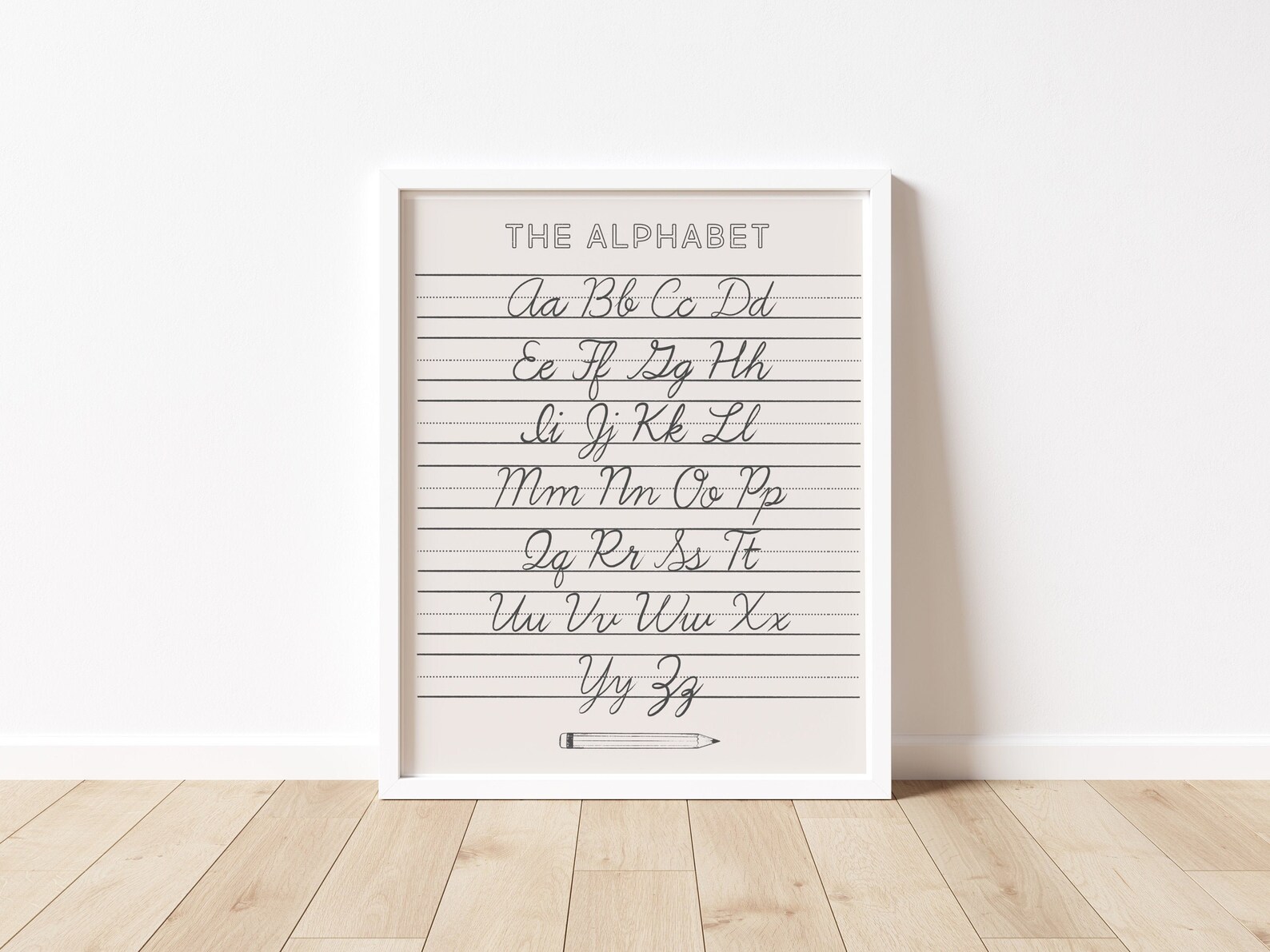 Cursive Alphabet ABC Neutral Poster Print Calming Corner - Etsy