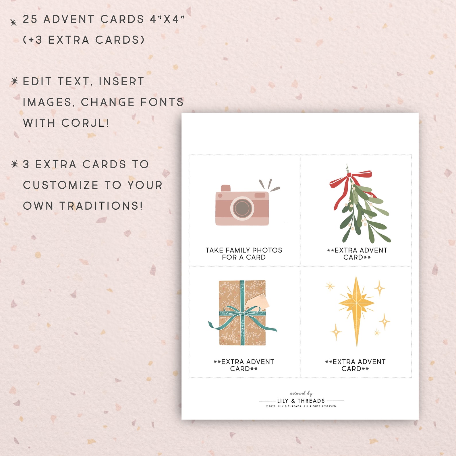 Editable Printable Advent Calendar Cards Activity Christmas - Etsy