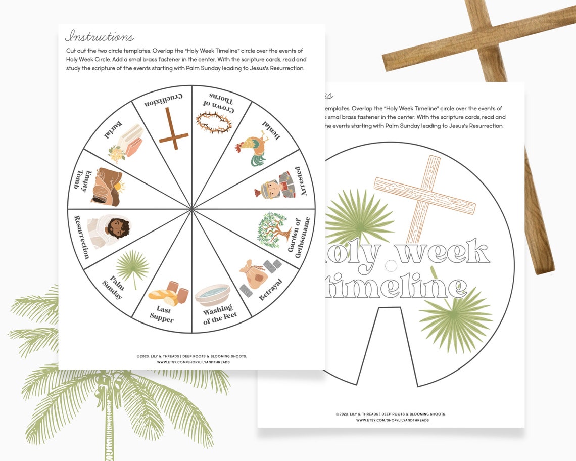 Easter Story Spinner Wheel Craft & Holy Week Timeline (digital Download ...