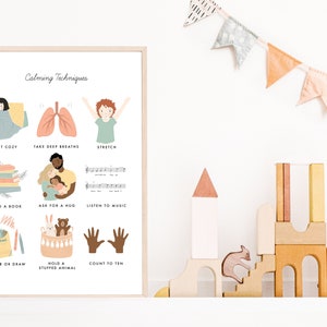 Calming Techniques Chart Illustration Poster | Calming Corner ...
