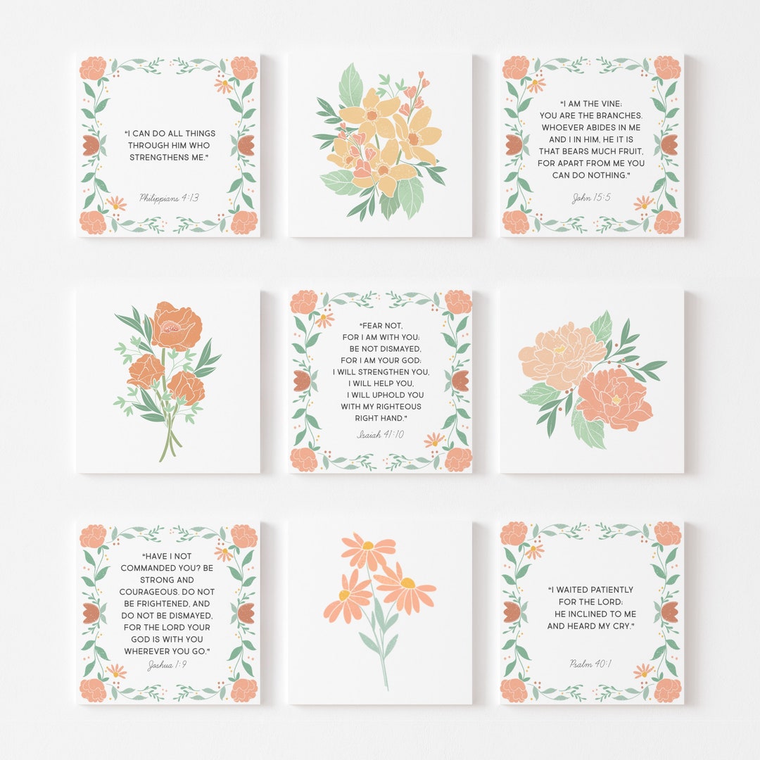 Christian Birth Affirmation Cards, Bible Scripture, Floral Design ...
