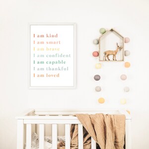 Affirmations Chart Illustration Artwork Poster| I Am Loved, Christian ...