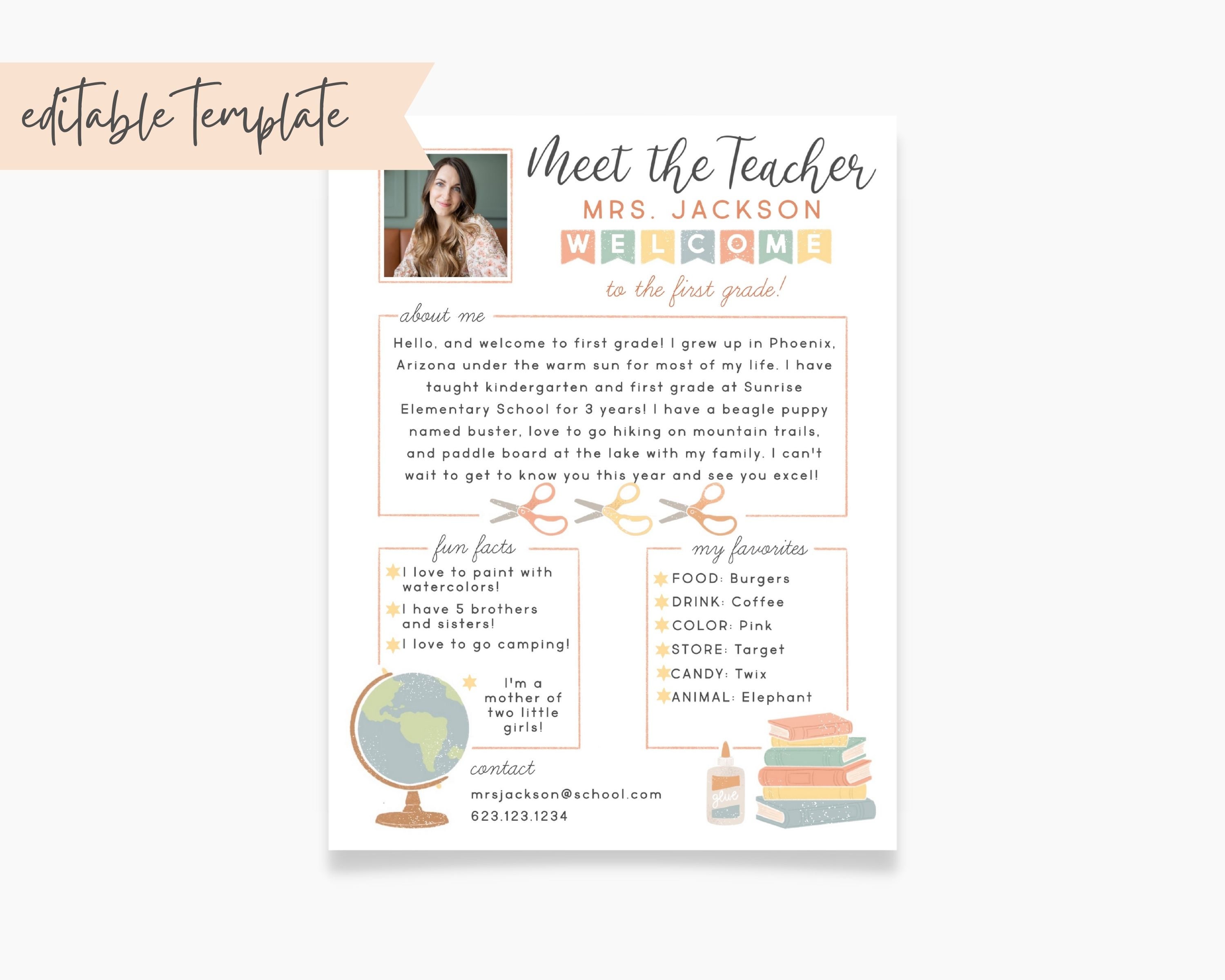 Editable Meet the Teacher Template, Pastel Rainbow Flyer (digital ...