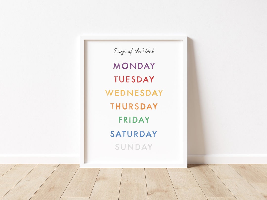 Waldorf Colors Rhythm Weekdays Chart Illustration Artwork Print Poster ...