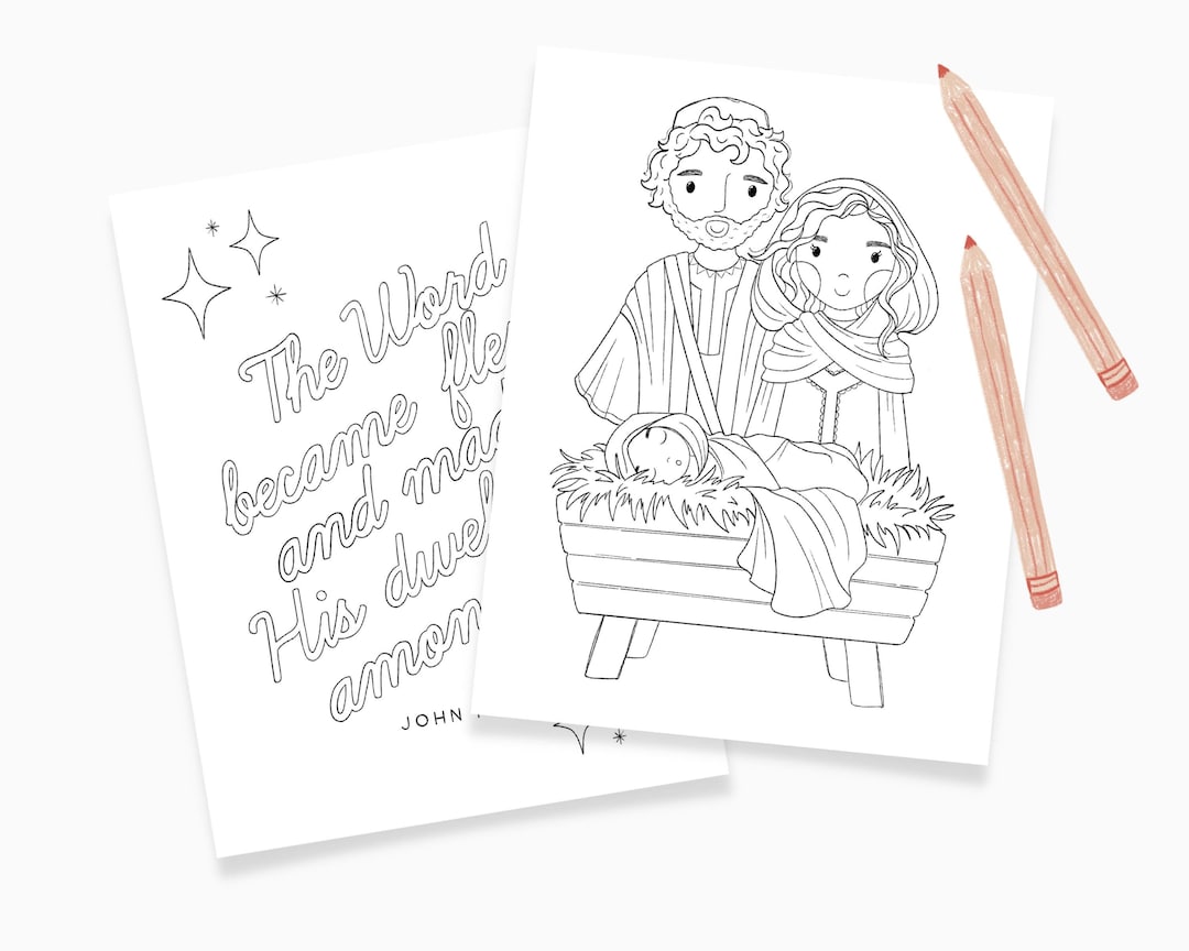 Nativity Christmas Coloring Pages 4 Sheets Jesus Nativity Preschool ...