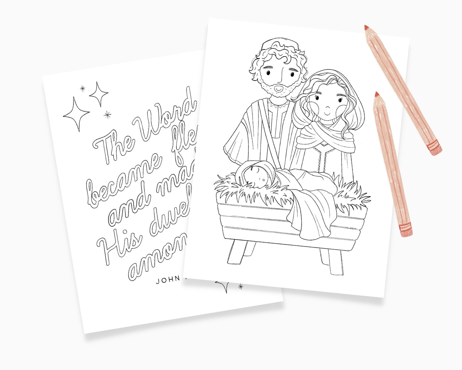 Nativity Christmas Coloring Pages 4 Sheets Jesus Nativity - Etsy