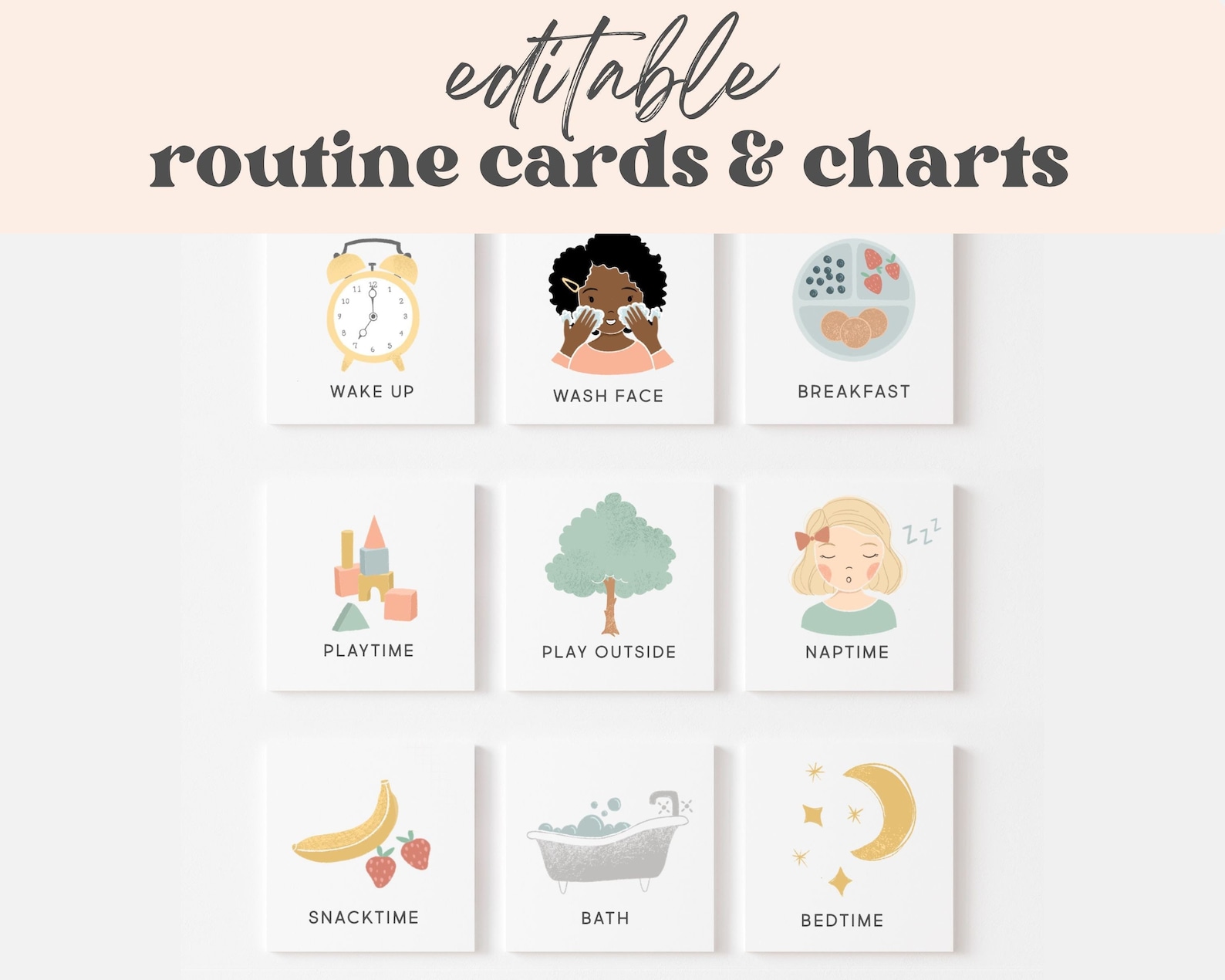 Editable Daily Routine Cards & Chart Toddler Daily Rhythm - Etsy