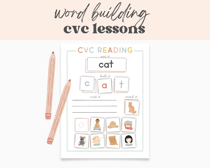 CVC Word Building Activity, Phonics Lesson (digital Download) - Etsy