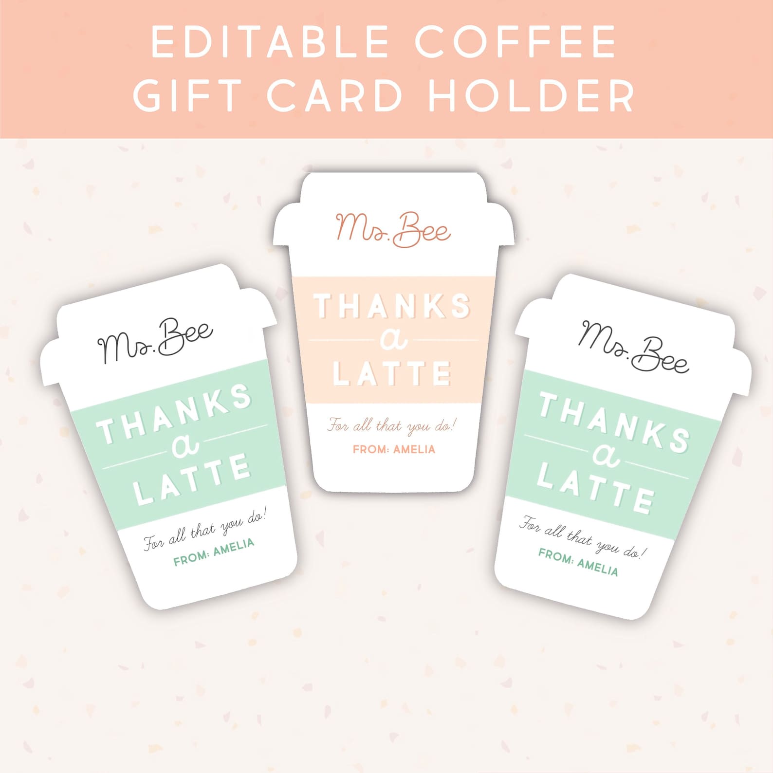 Editable Teacher Appreciation Thank You Coffee Gift Card | Etsy