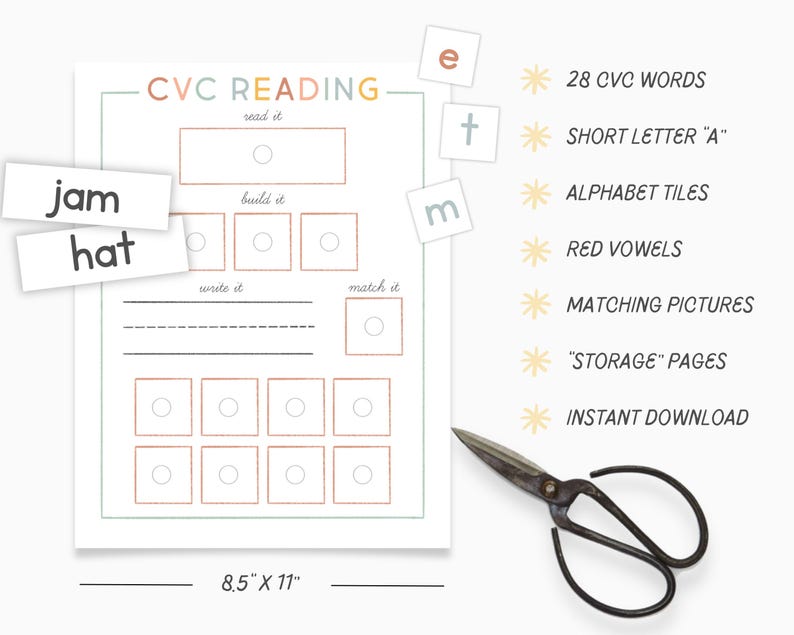 CVC Word Building Activity, Phonics Lesson (digital Download) - Etsy