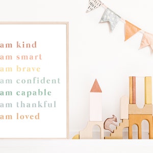 Affirmations Chart Illustration Artwork Poster| I Am Loved, Christian ...