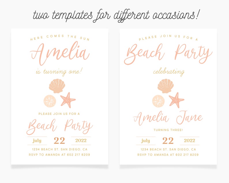 1st Birthday Invitation Summer Beach Party Girl Birthday - Etsy