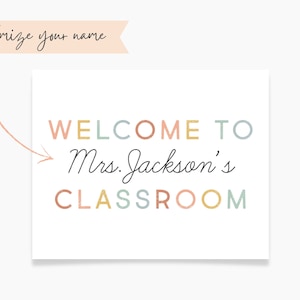 Teacher Name Door Sign, Classroom Welcome Sign, Kindergarten Decor ...