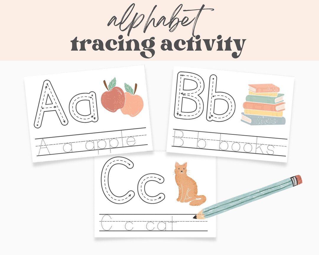 Alphabet ABC Tracing Cards, Phonics Activity, Preschool Kindergarten ...