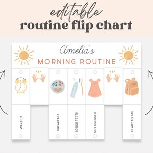 Morning & Evening Routine Flip Chart, Editable Visual Schedule ...