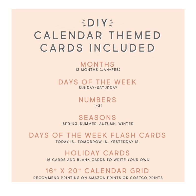 Pocket Calendar Inserts Classroom Decor With Months Days - Etsy