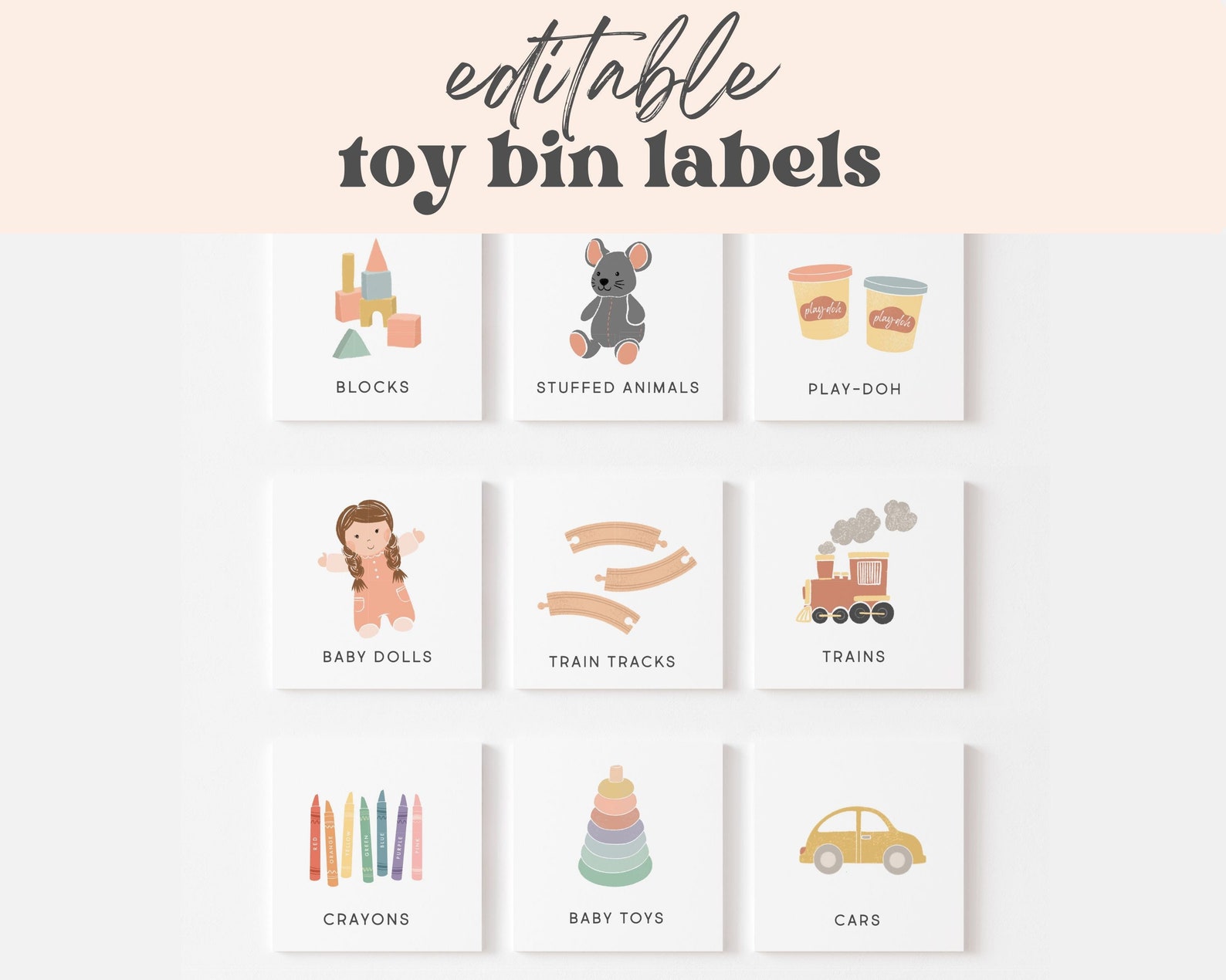 Editable Printable Toy Trofast Bin Storage Labels Visual - Etsy Canada