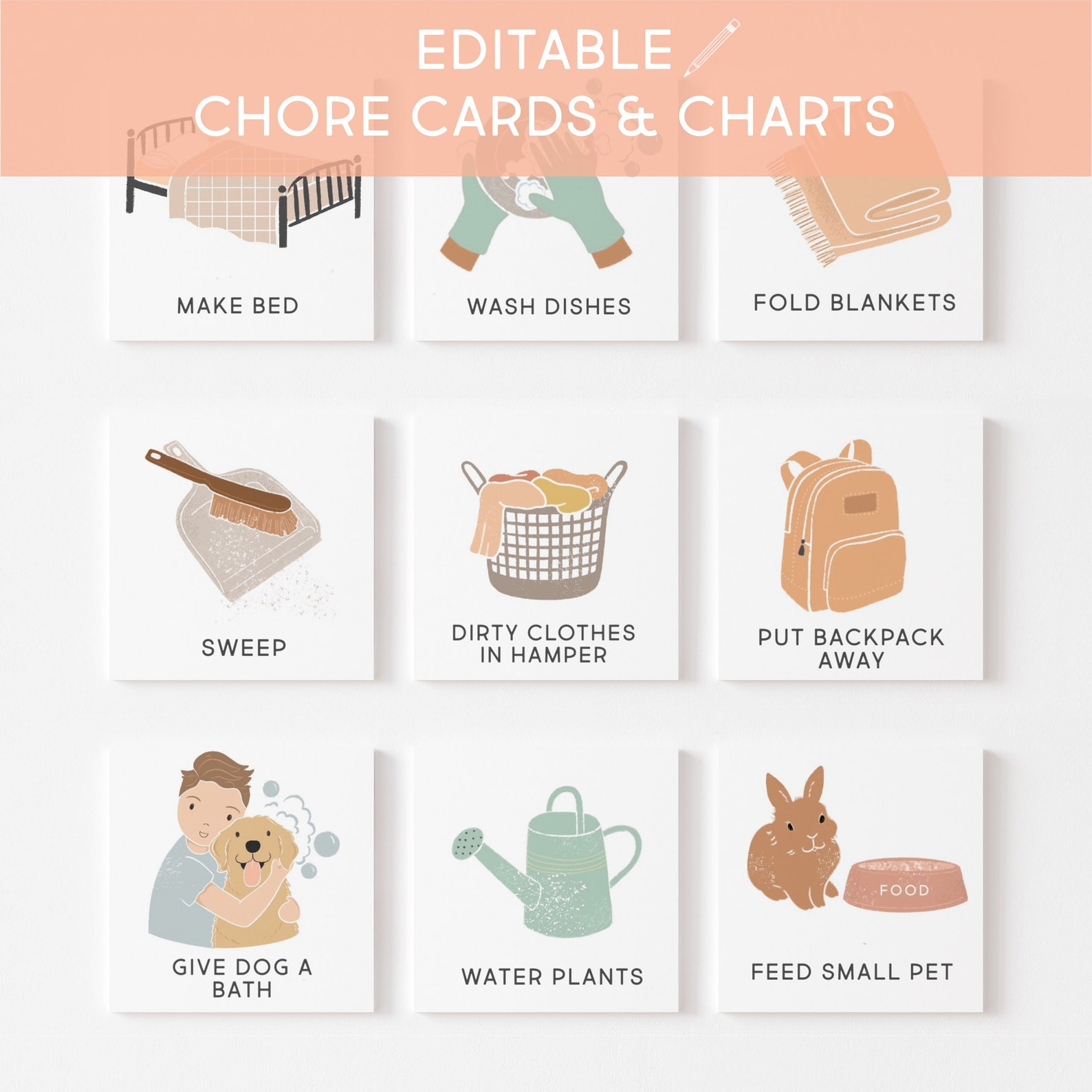 Editable Chore Cards & Chart Toddler Daily Rhythm Visual - Etsy