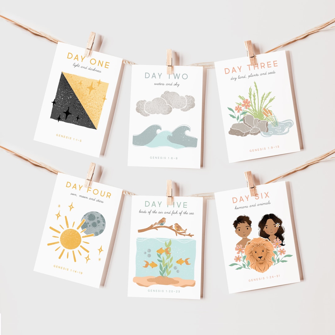 7 Days of Creation Flash Cards, Creation Account Activity, Bible Verse ...