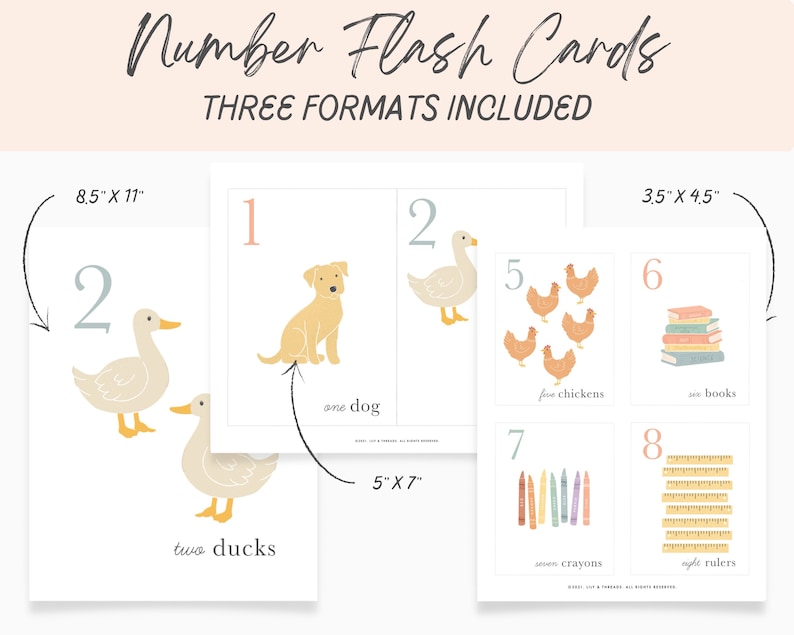 Numbers Flash Cards, Classroom Playroom or Homeschool Decor (digital ...