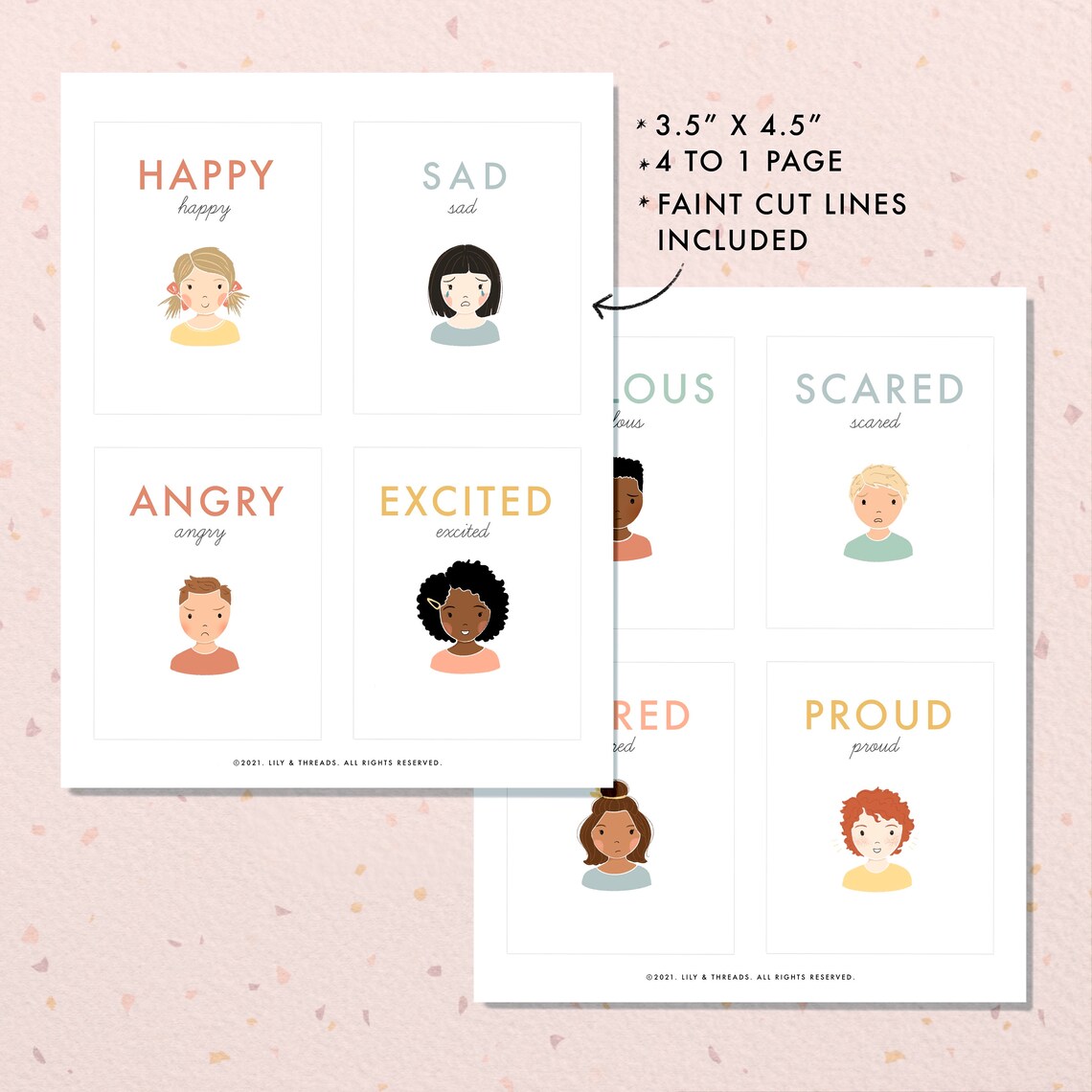 20 Feelings & Emotions Flash Cards Simple Calming Corner - Etsy