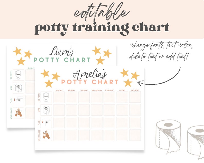 Editable Potty Chart Potty Training Chart Potty Chart PDF - Etsy