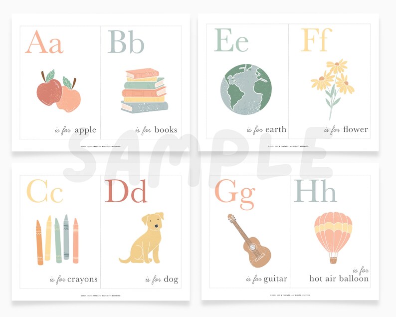 Alphabet Flash Cards Calming Corner Montessori Education - Etsy