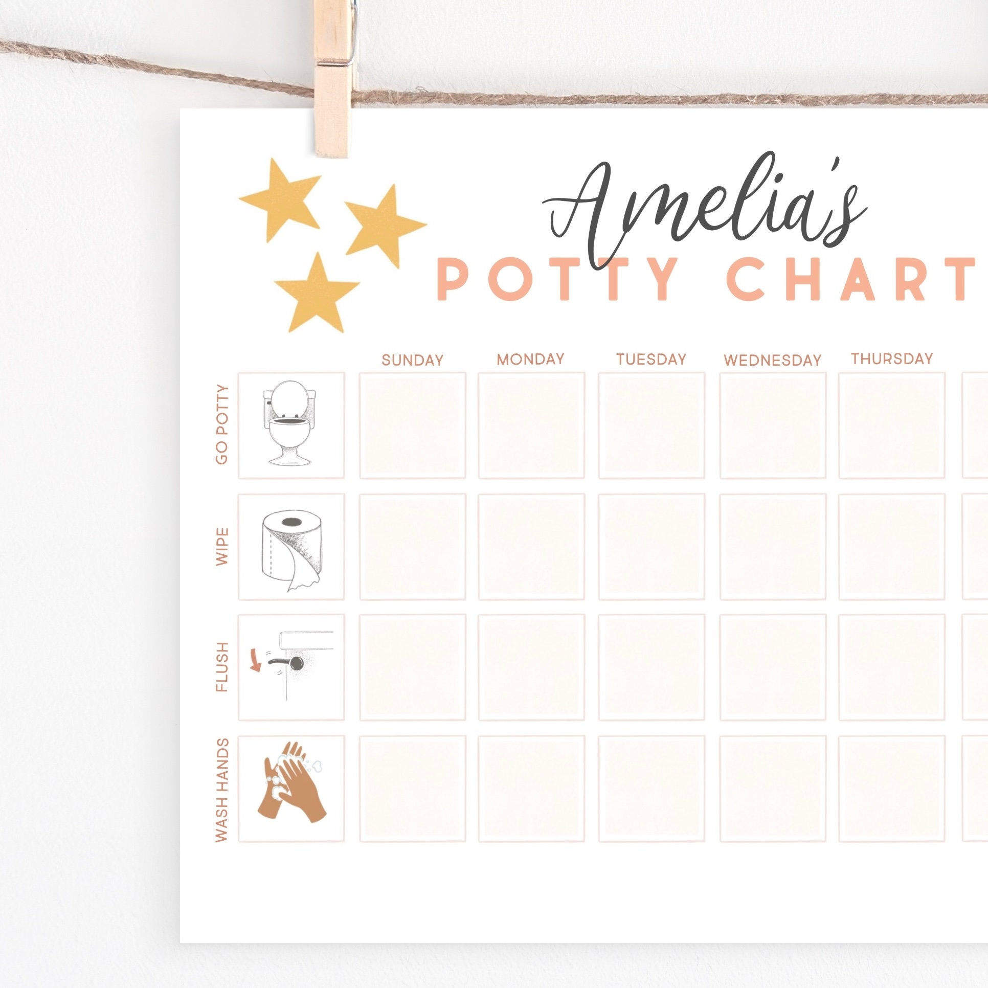 Editable Potty Chart Potty Training Chart Potty Chart PDF - Etsy Australia