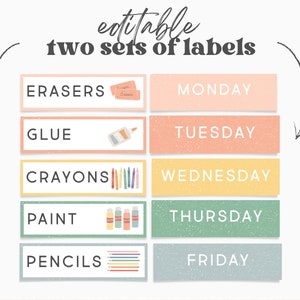 Editable Teacher Trolley Cart Labels, Boho Pastel Rainbow (digital ...