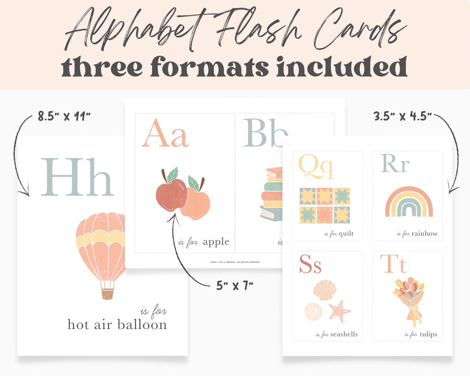Classic Alphabet Flash Cards, Homeschool Classroom or Playroom ABC ...