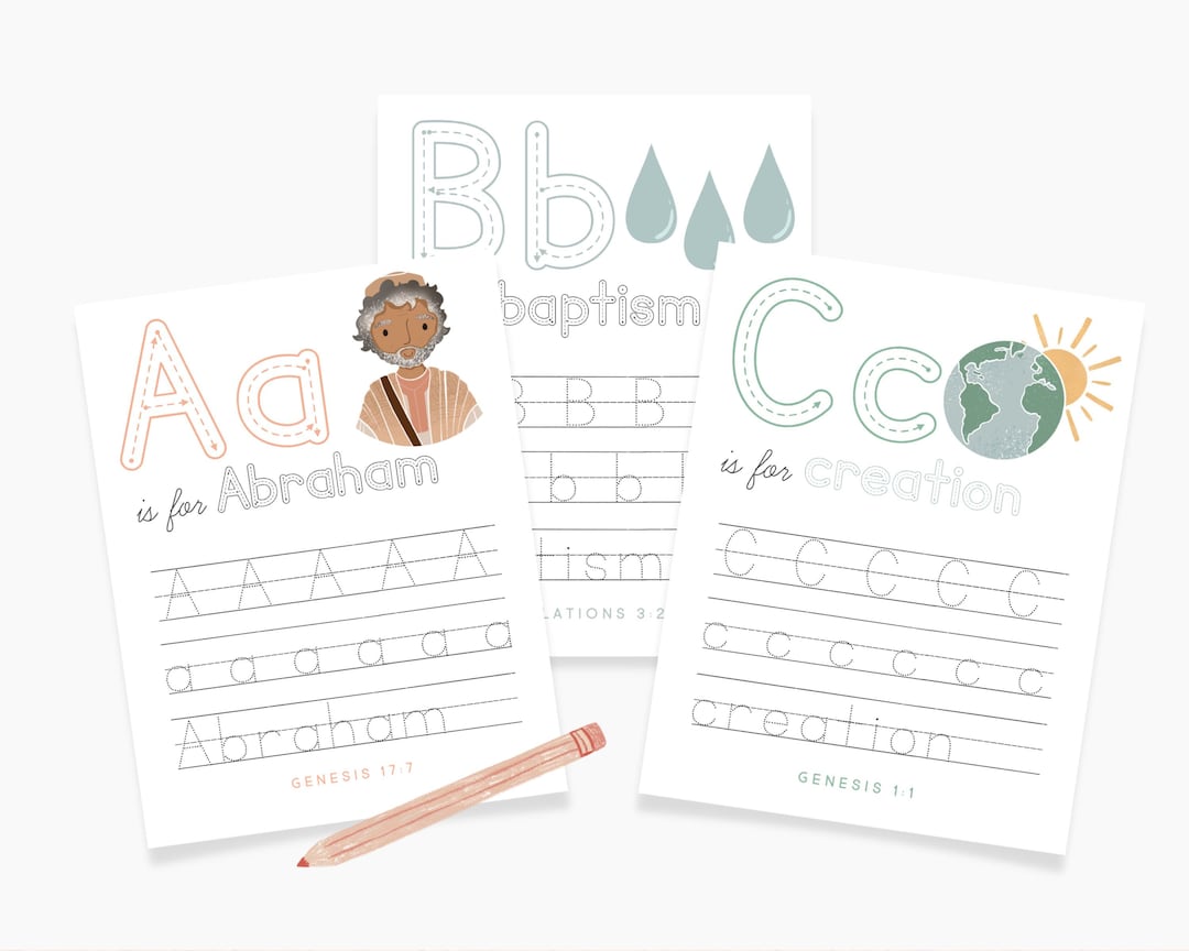 Alphabet ABC Scripture Tracing Cards, Bible Verse Activity, Homeschool ...