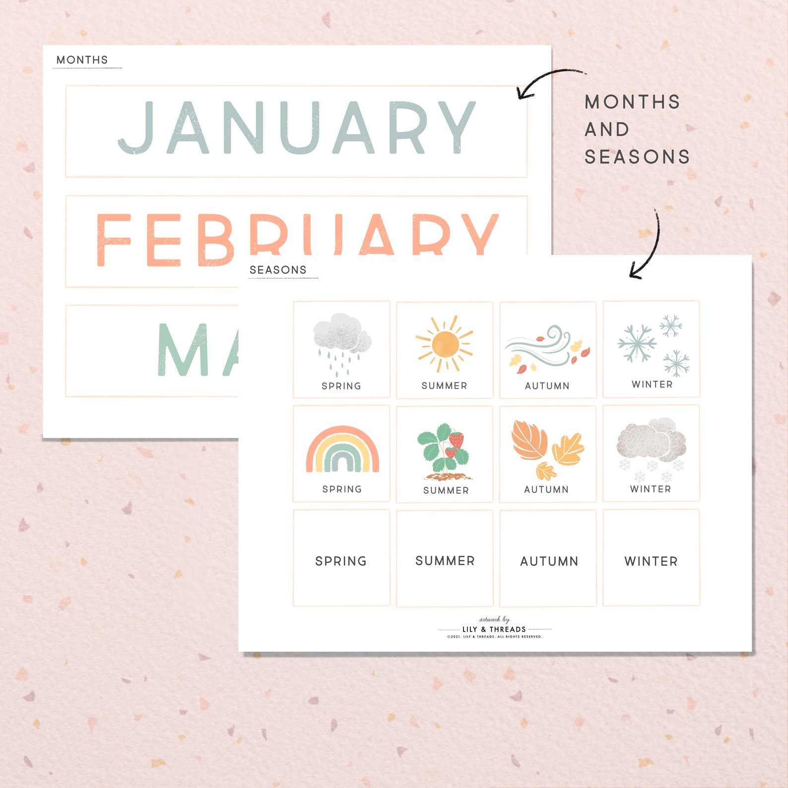 Pocket Calendar Inserts Classroom Decor With Months Days - Etsy