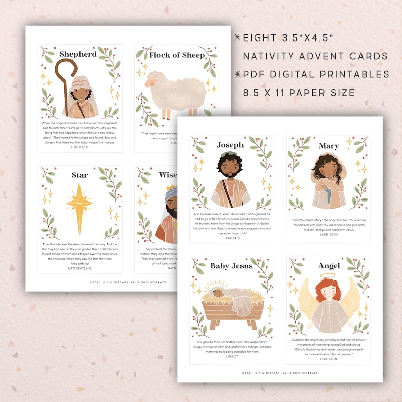 Editable Nativity Christmas Advent Scripture Cards Nativity - Etsy