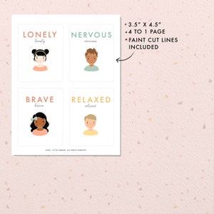 20 Feelings & Emotions Flash Cards Simple | Calming Corner, Montessori ...