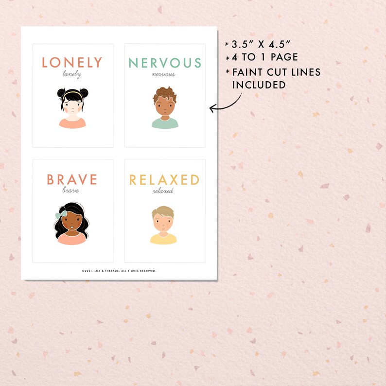 20 Feelings & Emotions Flash Cards Simple Calming Corner - Etsy