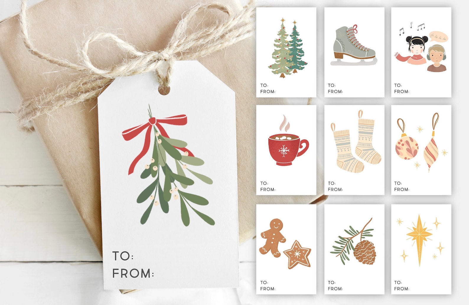 Editable Printable Christmas Gift Tags Favors Holiday - Etsy